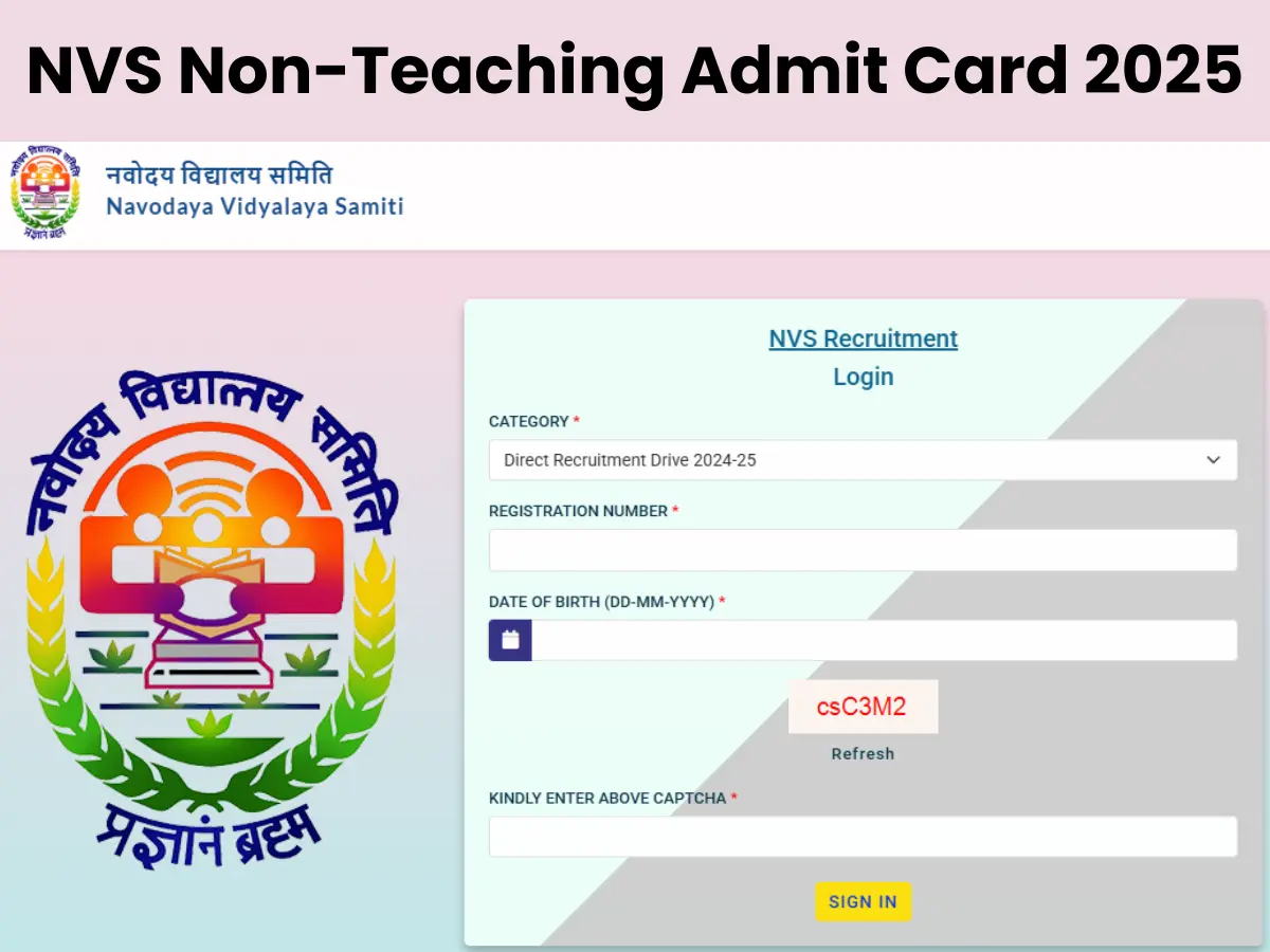 NVS Non-Teaching Admit Card 2025 Out – Download Now